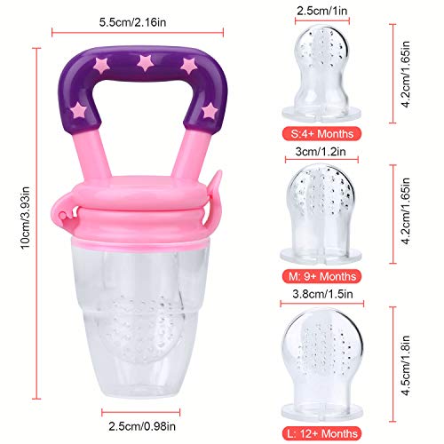 3 Pack Baby Food Feeder Fruit Food Silicone Nipple Teething Toy Reusable Aching Gums Pacifier,Pink