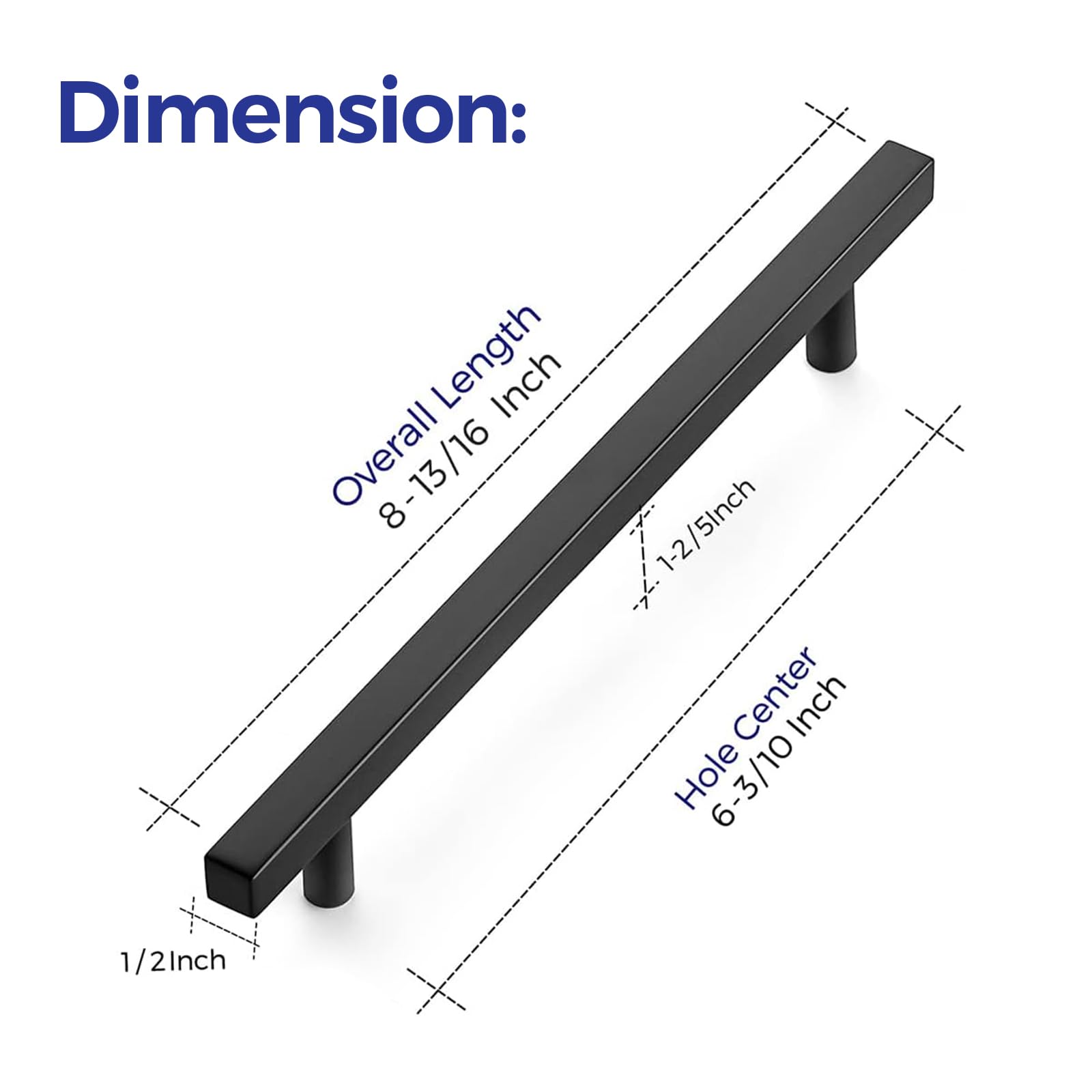 Ravinte 10 Pack 8-13/16" Square Cabinet Pulls Matte Black Stainless Steel Kitchen Cupboard Dresser Handles Cabinet Handles 8-13/16" Length, 6-1/4" Hole Center