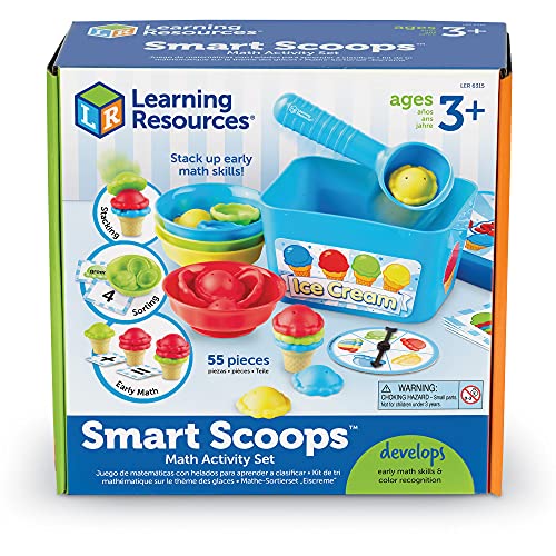 Learning Resources Smart Scoops Math Activity Set, Stacking and Sorting Toys, Develops Early Math Skills, 55 Pieces, Ages 3+