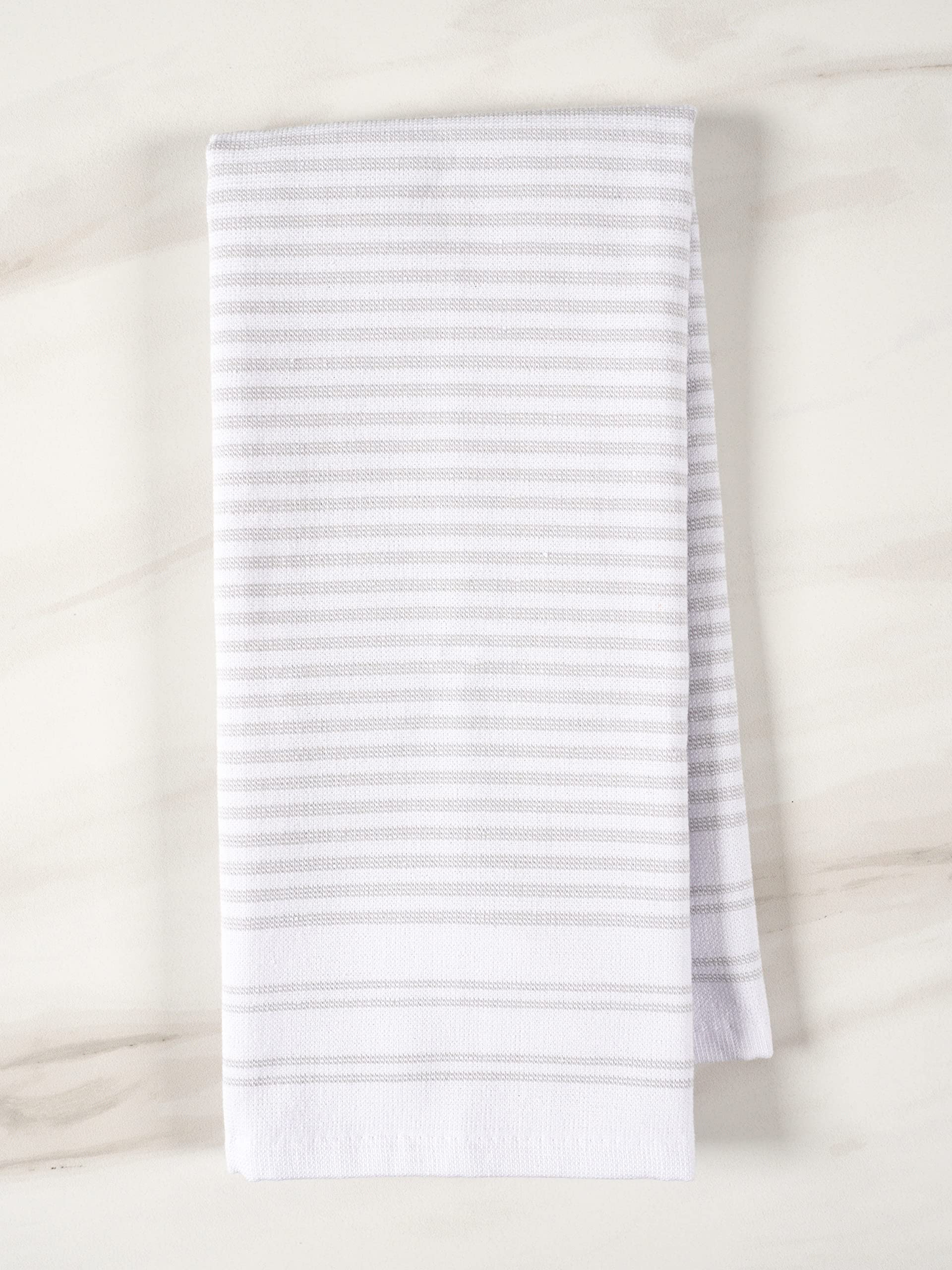 KAF Home Marseilles Reversible Terry Kitchen Towels - Set of 3-100% Cotton (Drizzle Gray)