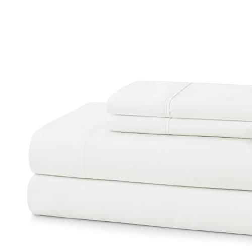 Queen Size Sheets 100% Cotton Made in Egypt Soft 400 Thread Count for Queen Size Bed Mattress, 4 Pieces Bedding Sheets & Pillowcases Sets, Queen, White