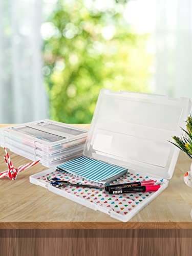 VIXKEXN 2 Pack Portable Project Case for 8.5 x 11 Letter A4 File Paper, Plastic Scrapbook Paper Storage Box, Documents Magazines Protector, Office Supplies File Storage Case ( 12.52 X 9.45 X 0.94