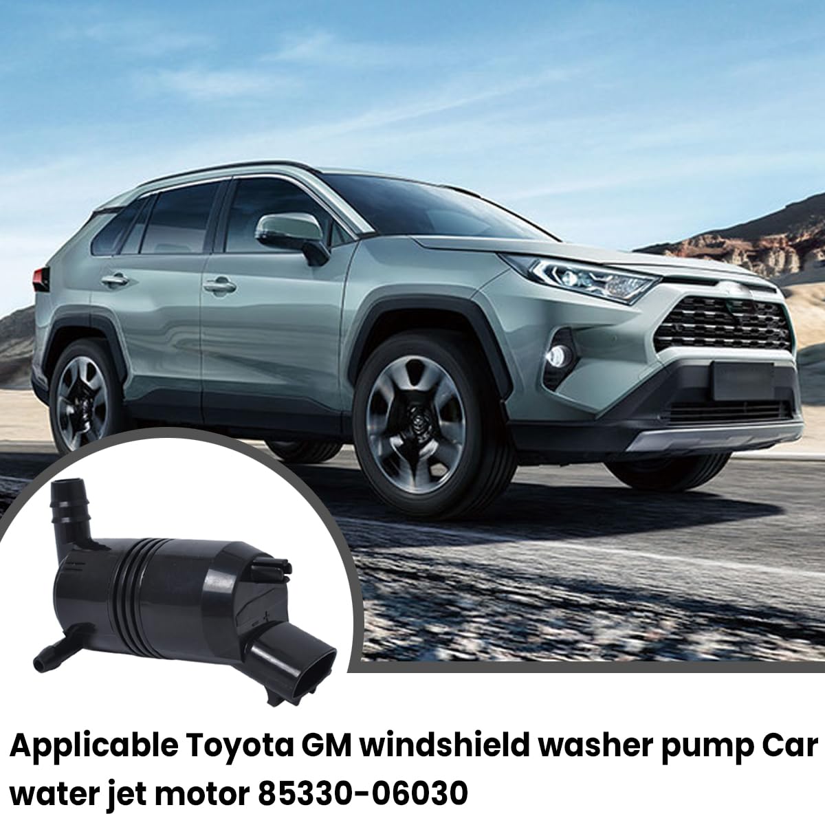 AUCELI Windshield Washer Pump, Car Front Windshield Washer Fluid Pump with Grommet, Auto Water Jet Motor, Compatible with Many Vehicle Models, Replaces OEM 85330-06030 85315-02030