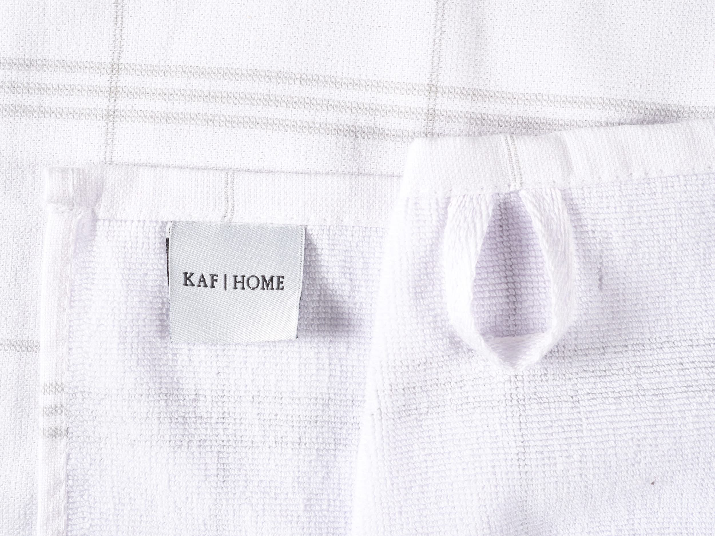 KAF Home Marseilles Reversible Terry Kitchen Towels - Set of 3-100% Cotton (Drizzle Gray)
