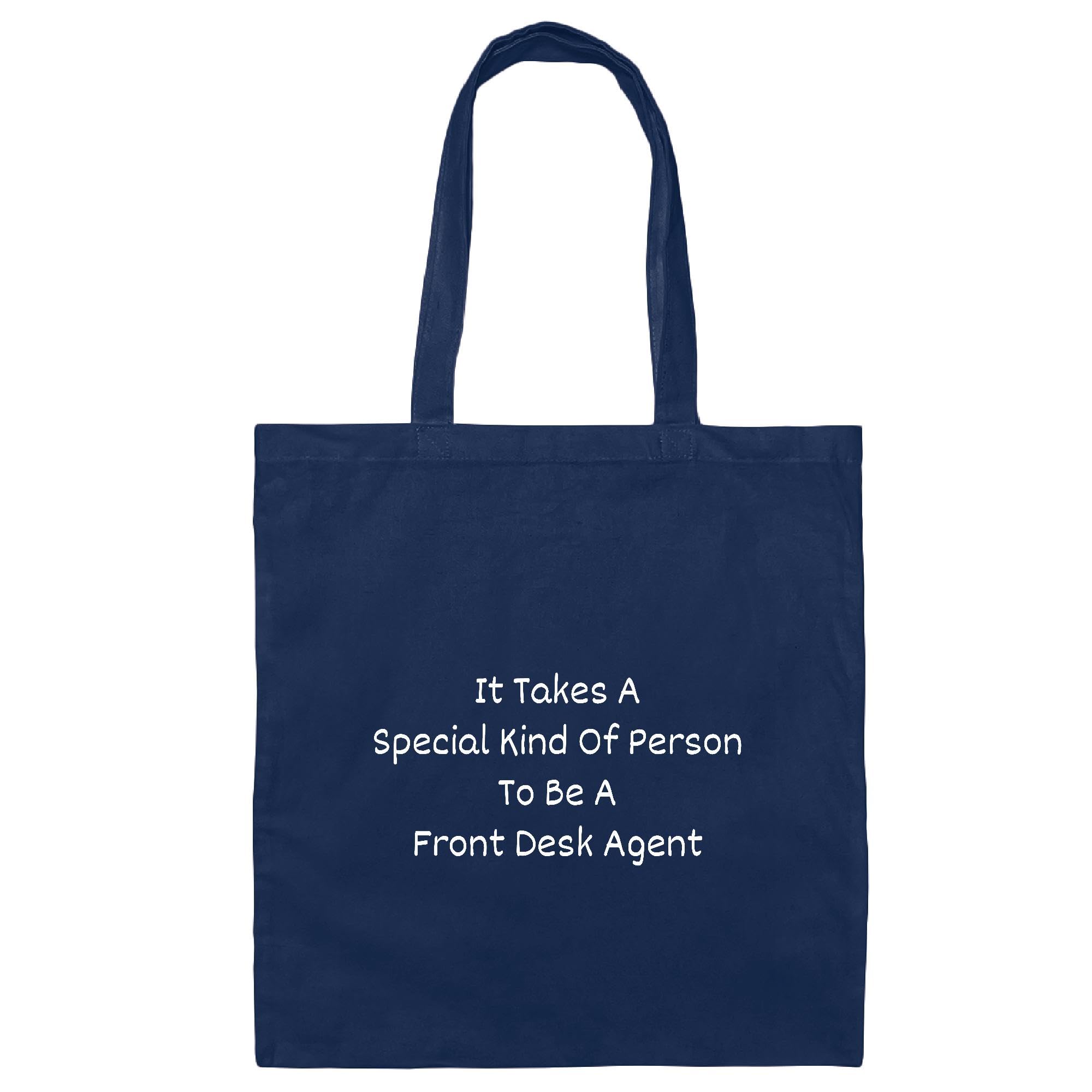 Special Person Gift for Front Desk Agent Receptionist Coworker Humor Navy Black Multicolor Canvas Tote Bag