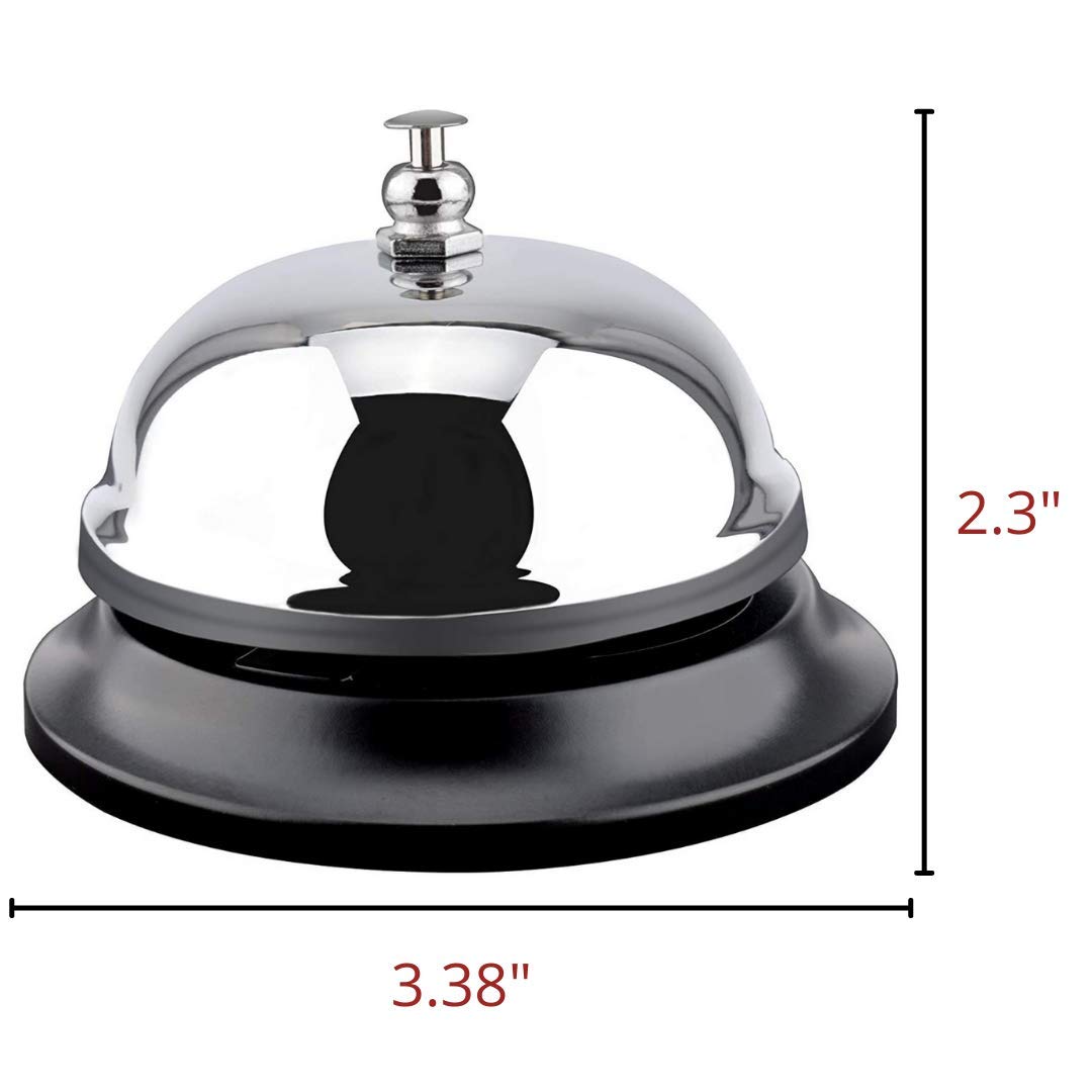 1InTheOffice Call Bell, Desk Bell, Service Bell, Chrome Finish, 2 Pack