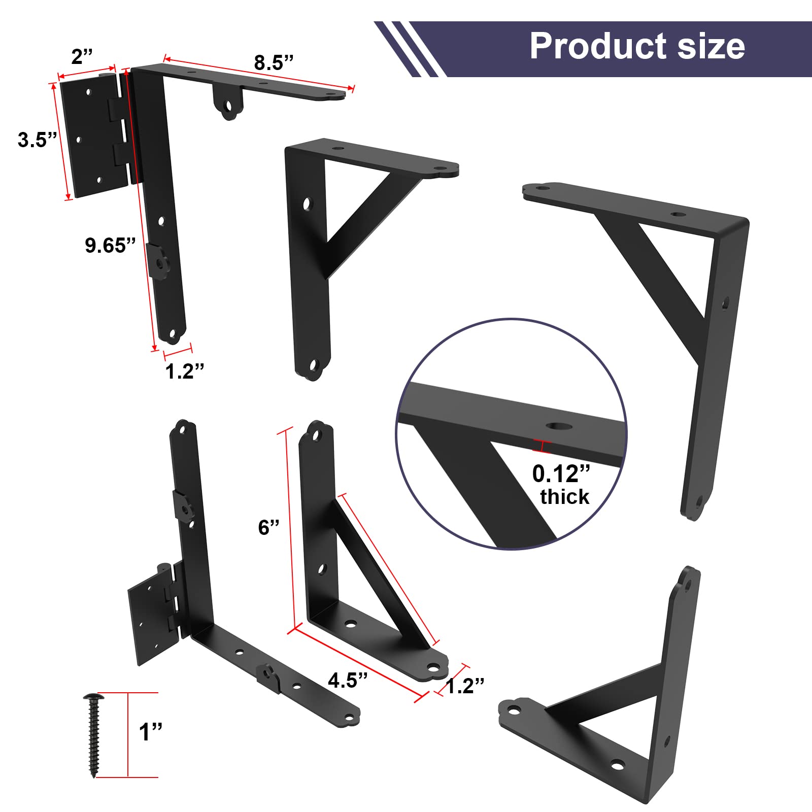 GoldOrcle Corner Brace Bracket Anti Sag Gate Frame Hardware Kit for Wooden Fence with Latch