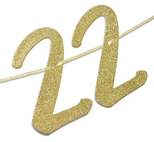 Feeling 22 Glitter Banner , 22nd Birthday Banner, 22nd Birthday Decor (Gold)