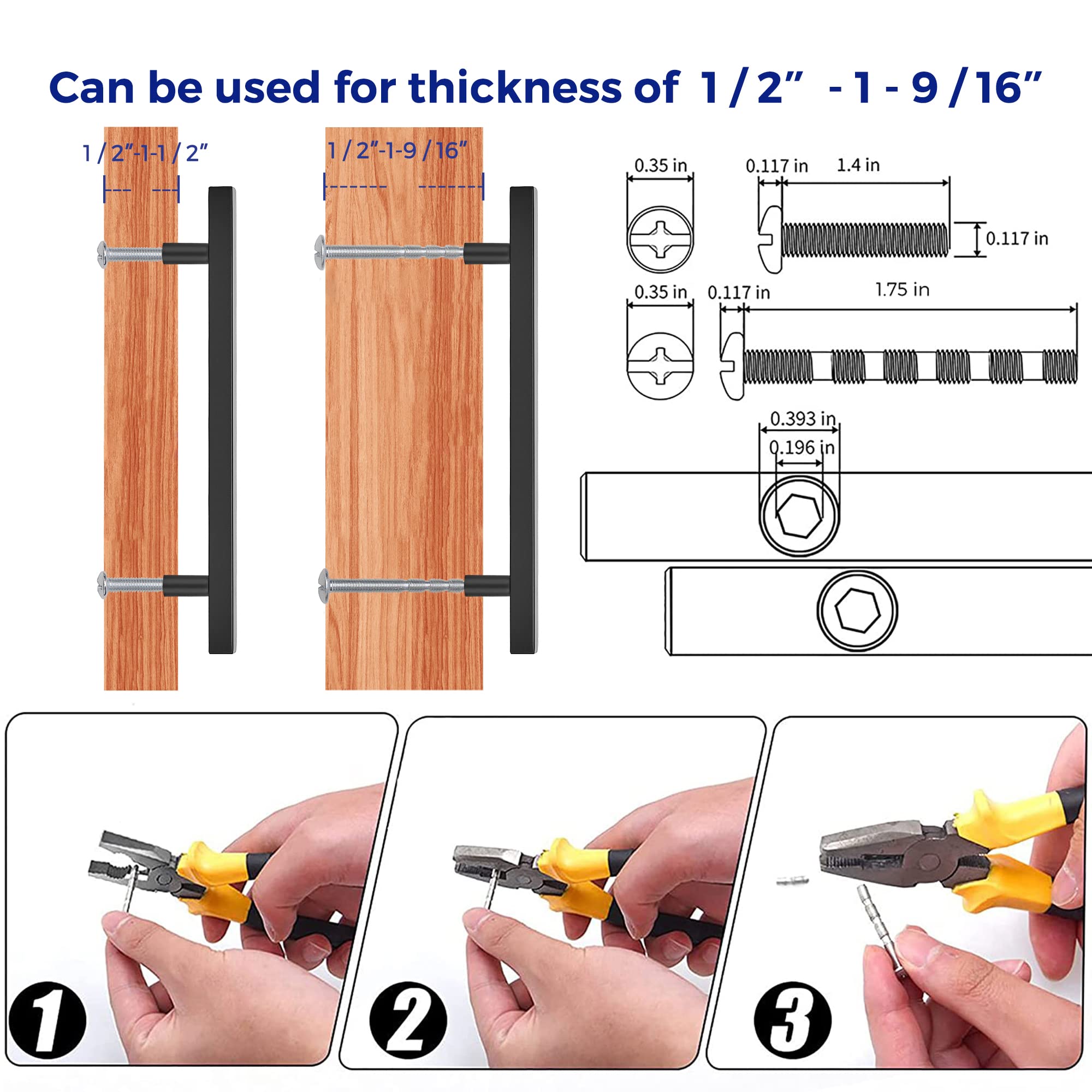 Ravinte 10 Pack 8-13/16" Square Cabinet Pulls Matte Black Stainless Steel Kitchen Cupboard Dresser Handles Cabinet Handles 8-13/16" Length, 6-1/4" Hole Center