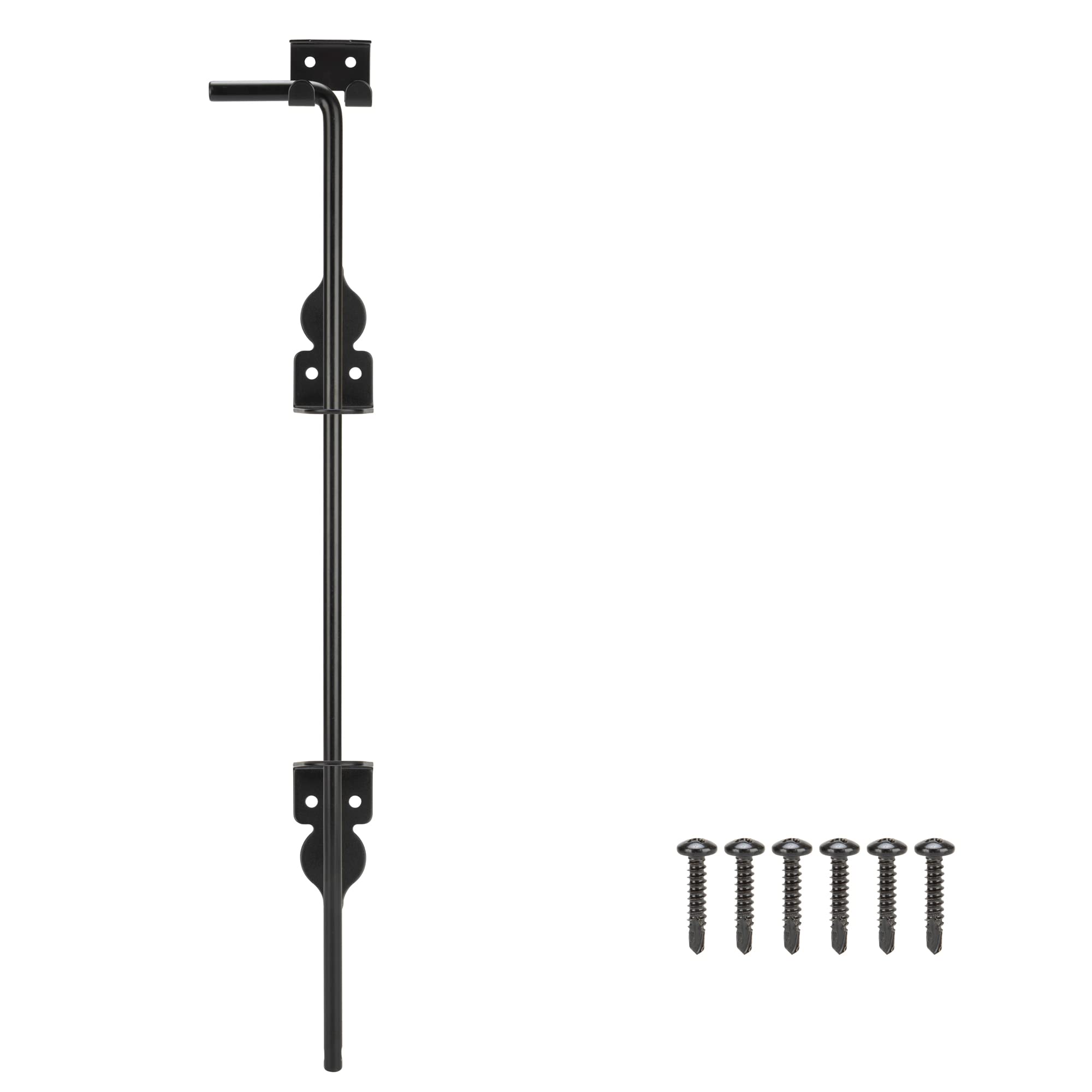 YONSIN 18" Cane Bolt Heavy Duty Drop Rod Gate Stopper Hardware, Black Finish