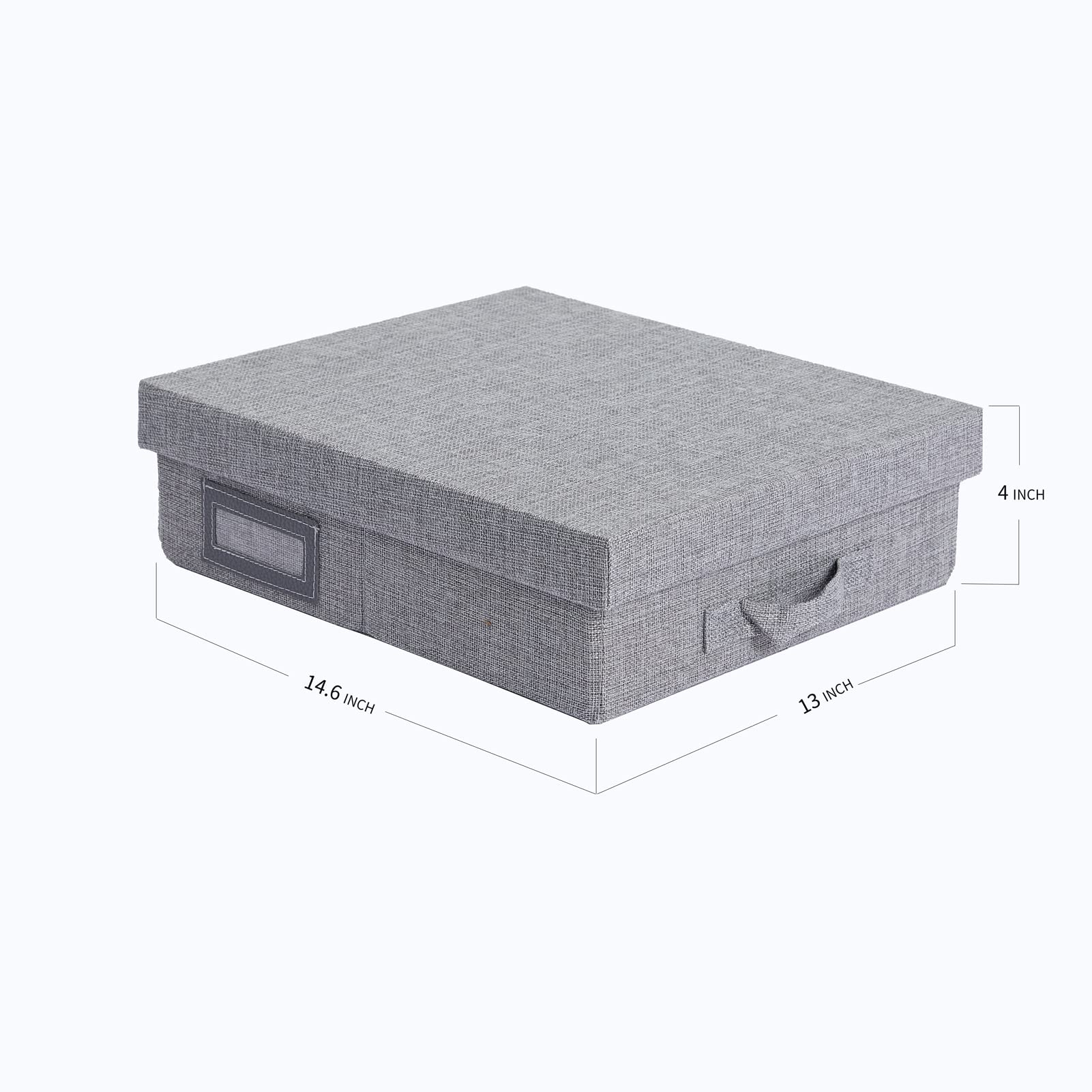 Mocolerno Linen Scrapbook Storage Box Photo Boxes Storage Document Letter File Box with Lid 14'' x 13''x 4'' Gray (1 pack)