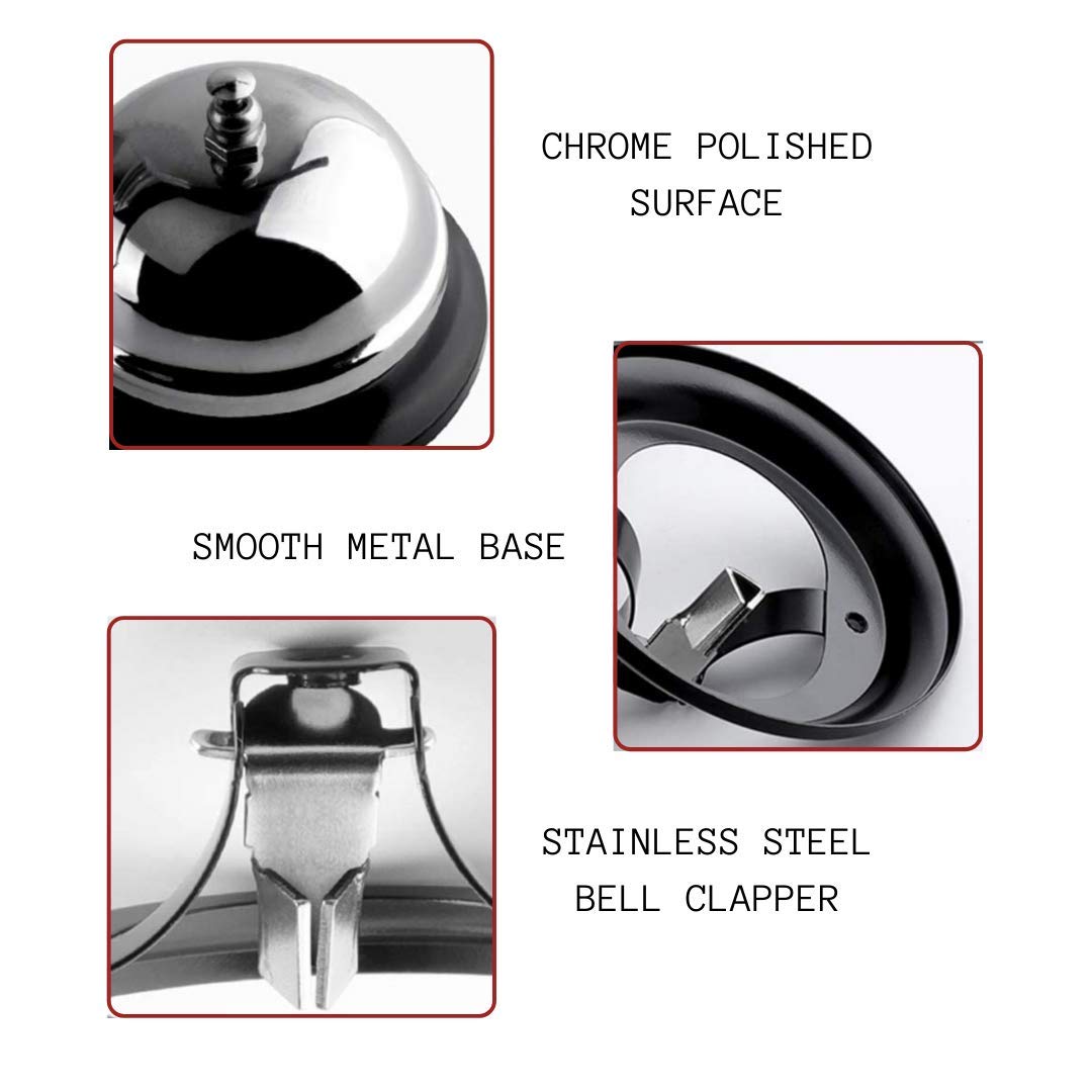 1InTheOffice Call Bell, Desk Bell, Service Bell, Chrome Finish, 2 Pack