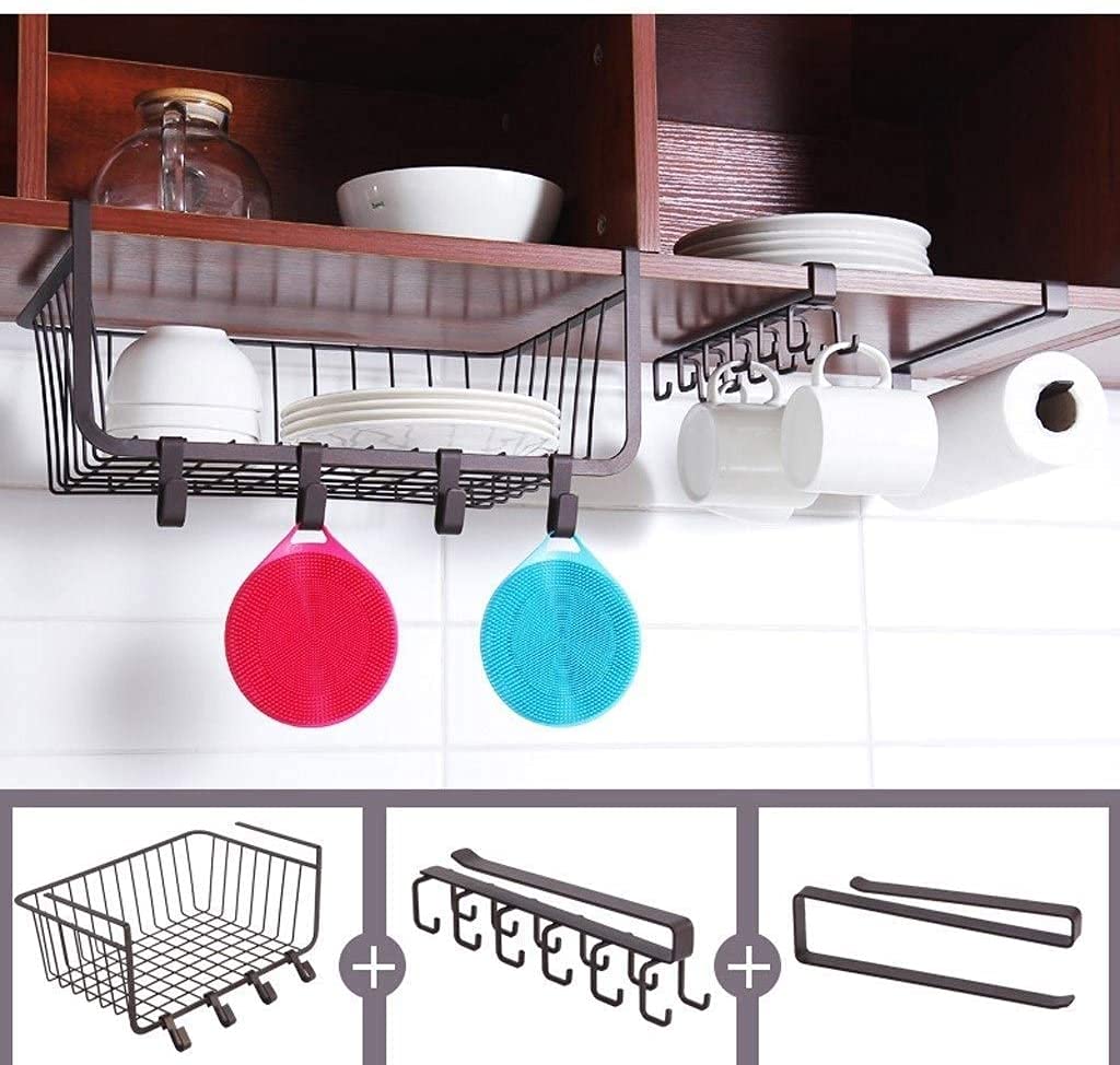 Plate Rack Draining Dish Rack Cabinet Hanging Basket Hooks Kitchen Dish Racks Cruet Storage Rack Cabinet Storage Rack for Kitchen Pan Plate Holder