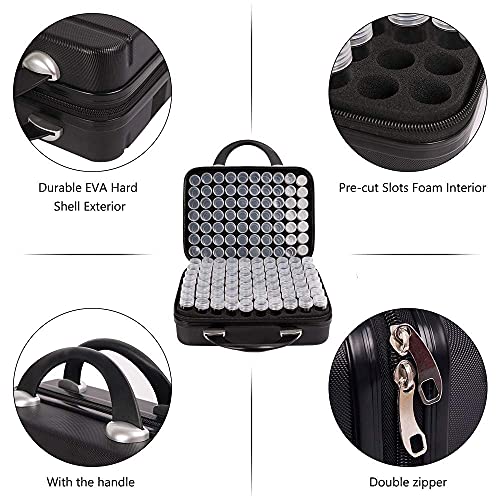 N&T NIETING Diamond Painting Storage Containers, 140 Slots Diamond Painting Accessories Kit, Portable Bead Storage Box, Label Stickers for DIY Art Crafts, Black