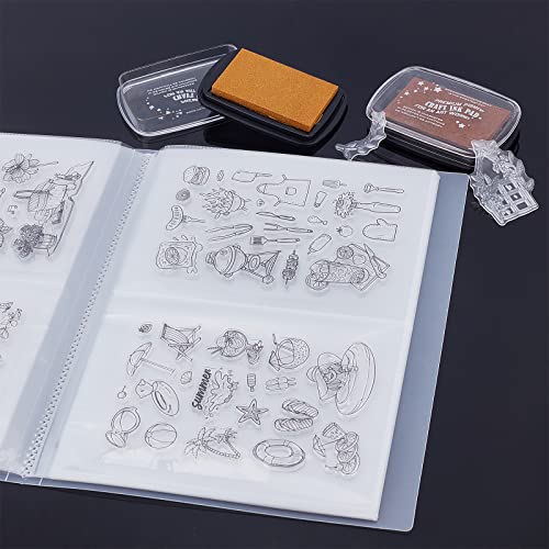 GLOBLELAND Clear Stamps Storage Embossing Folder Storage Photo Storage Album Seal Bags Storage Keeper Cards Folder Storage Bag for DIY Scrapbooking Arts Crafts Collecting Bags,80 Grids, 7x5.3Inch