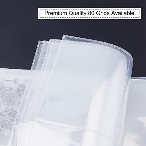 GLOBLELAND Clear Stamps Storage Embossing Folder Storage Photo Storage Album Seal Bags Storage Keeper Cards Folder Storage Bag for DIY Scrapbooking Arts Crafts Collecting Bags,80 Grids, 7x5.3Inch