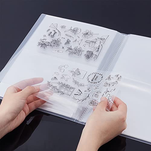 GLOBLELAND Clear Stamps Storage Embossing Folder Storage Photo Storage Album Seal Bags Storage Keeper Cards Folder Storage Bag for DIY Scrapbooking Arts Crafts Collecting Bags,80 Grids, 7x5.3Inch