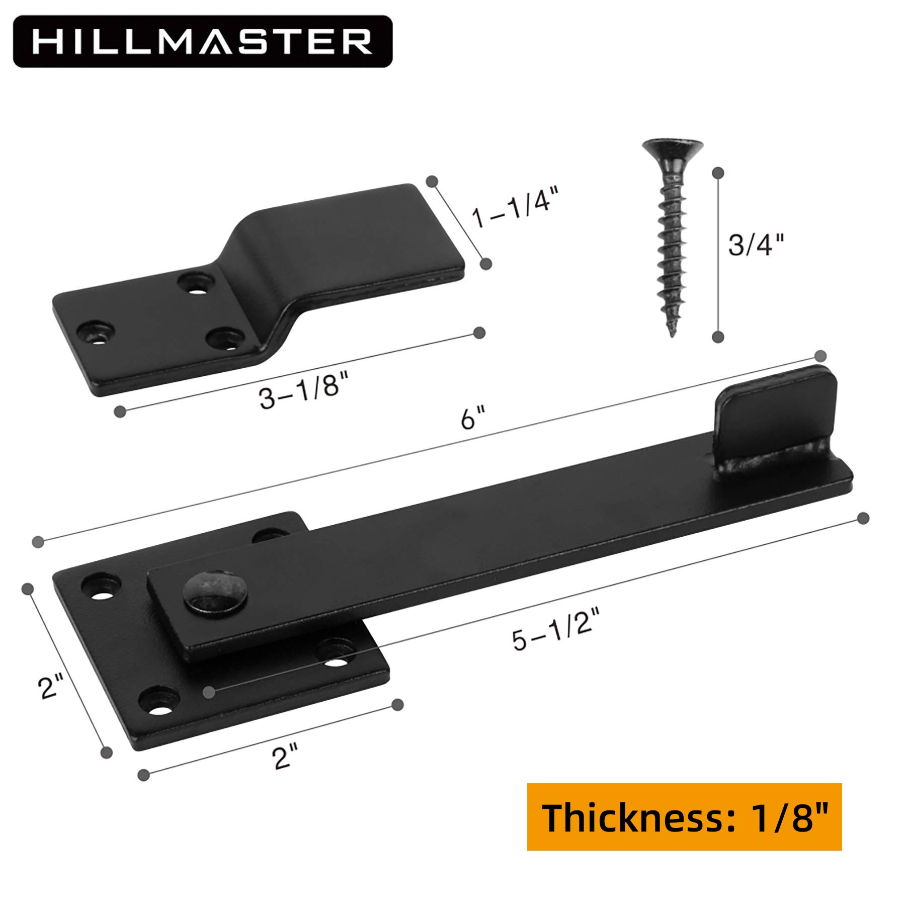 HILLMASTER Sturdy 6" Farm Flip Fence Gate Latch, Barn Door Lock Flip Latch Hardware, Rustic Gate Lock for Cabinet, Shed, Sliding Doors, Matte Black