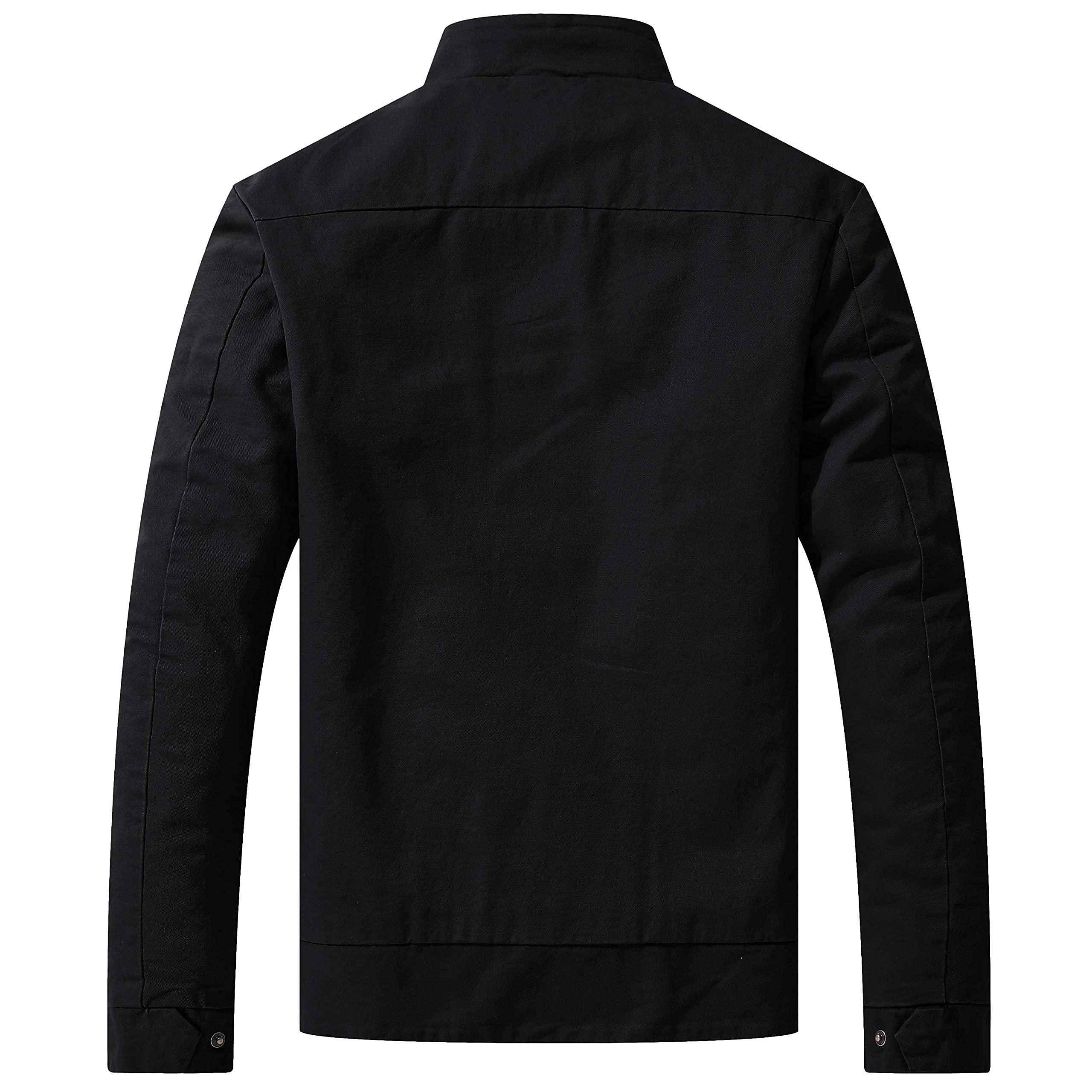 WenVen Men's Casual Lightweight Safari Jacket Cotton Windbreaker (Black, L)