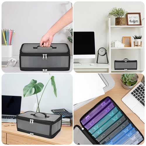 Bluedale Photo Storage Box with Zipper, 10 Inner 4 x 6 Photo Cases Hold 1000 Pictures, Waterproof Photo Organizer Containers, Scrapbook Keeper with Handle for Seed, Picture, Craft Storage