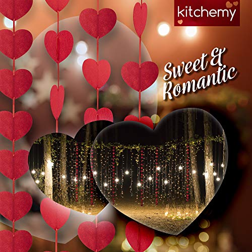 120 Valentines Day Decorations for Home Decor – Pre-Assembled Red Hearts Felt Garlands Hanging Decoration for Valentine's Day Wedding Anniversary Happy Engagement Party Birthday Window Kissing Prop
