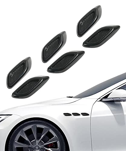 ESEWALAS 6PCS Car Side Vent Air Flow Decal,Universal Auto Air Flow Bumper Side Vent Decal,Car Exterior Decal Intake Grille Sticker,Car Decal Trim Decorative (Black)
