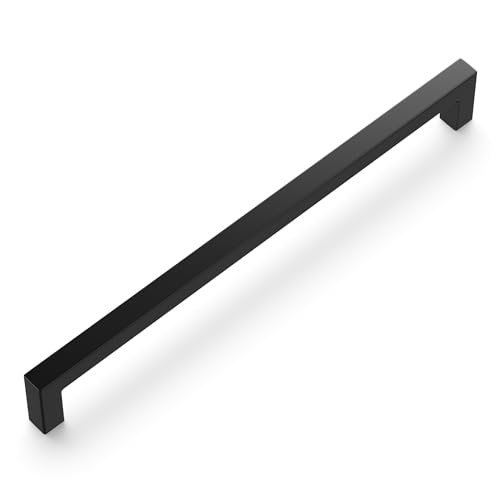 Hickory Hardware Solid Core Kitchen Cabinet Pulls, Luxury Cabinet Handles, Hardware for Doors & Dresser Drawers, 8-13/16 Inch (224mm) Hole Center, Matte Black, Skylight Collection(Pack of 1)