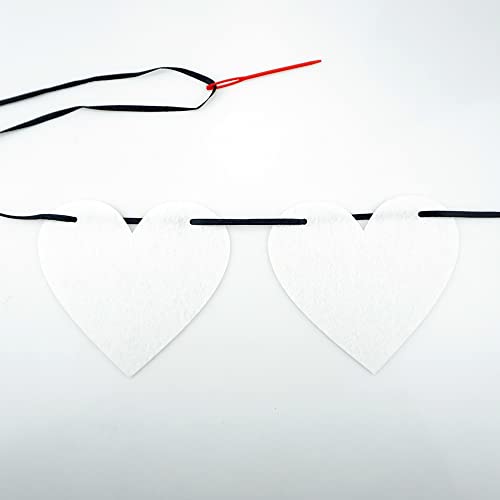 SaktopDeco 2 Pack White Felt Heart Garland Valentines Day Heart Banner White Party Decorations Anniversary Wedding Home Decor