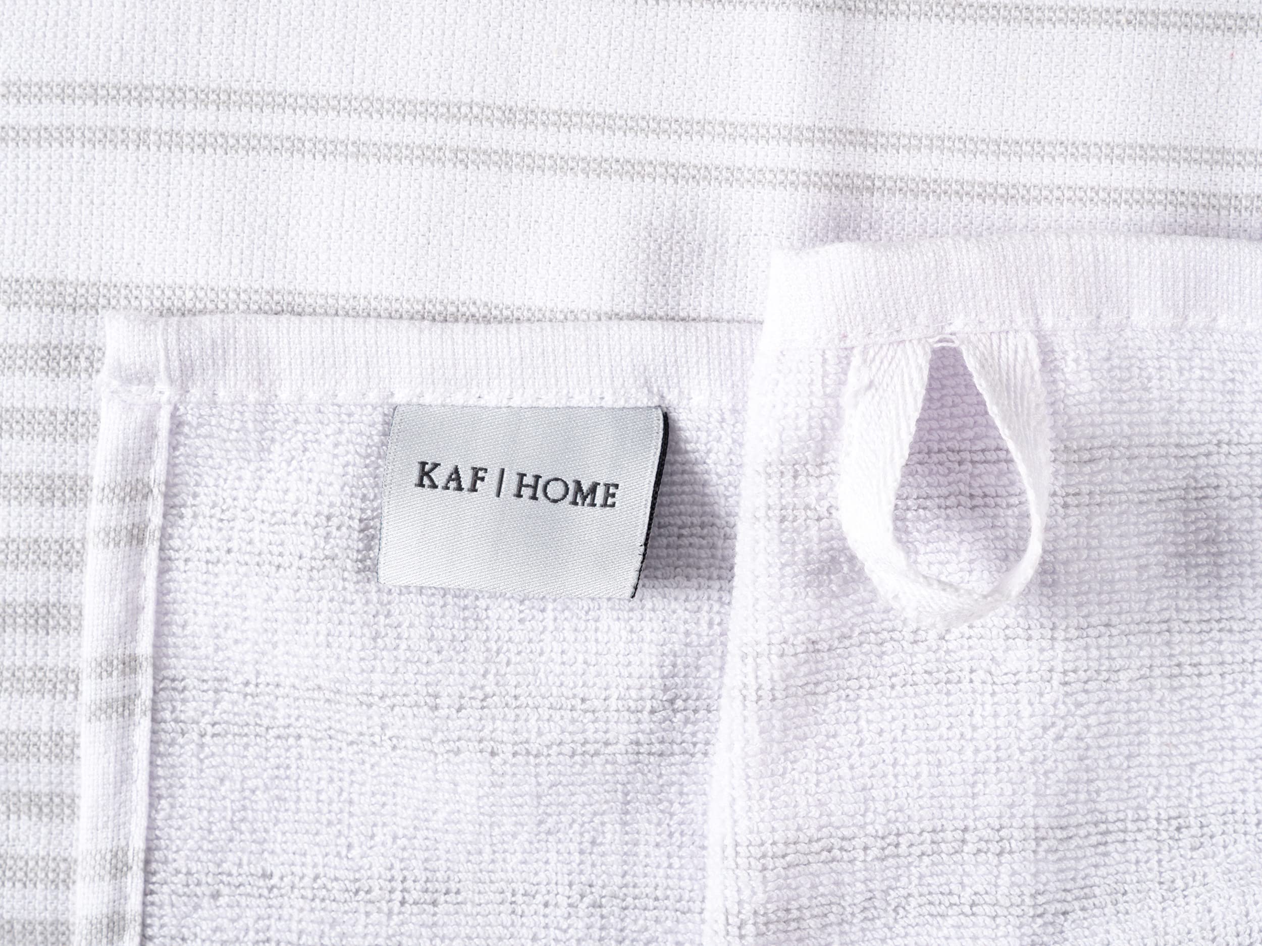 KAF Home Marseilles Reversible Terry Kitchen Towels - Set of 3-100% Cotton (Drizzle Gray)