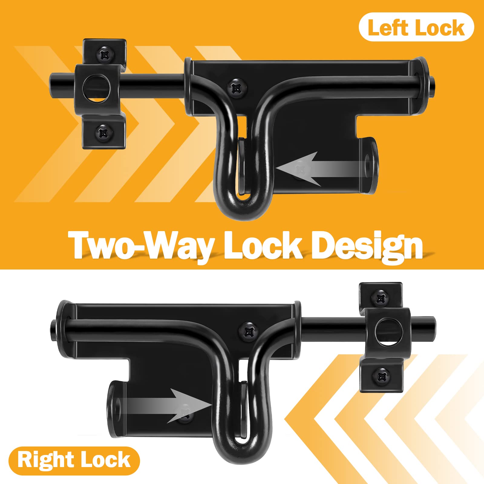 Door Lock Bolt Gate Latch - Heavy Duty Fence Slide Latches Outdoor Doors Latches Hardware Vinyl Gates Locks Black Barrel Bolt Locking Sliding Bolt Latch Padlock Hole for Wooden Fence Yard Shed Barn
