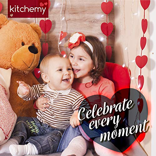 120 Valentines Day Decorations for Home Decor – Pre-Assembled Red Hearts Felt Garlands Hanging Decoration for Valentine's Day Wedding Anniversary Happy Engagement Party Birthday Window Kissing Prop