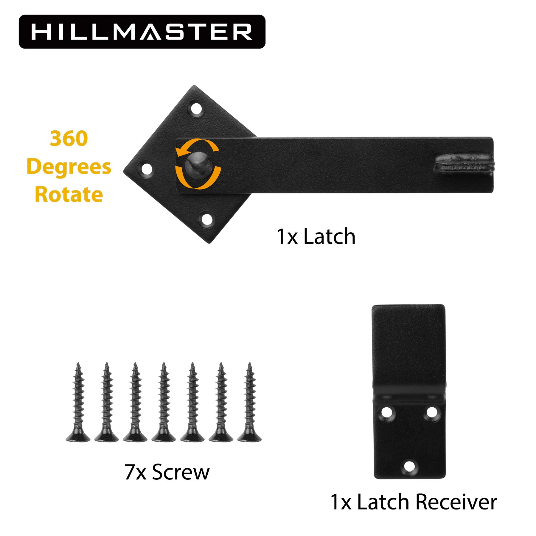 HILLMASTER Sturdy 6" Farm Flip Fence Gate Latch, Barn Door Lock Flip Latch Hardware, Rustic Gate Lock for Cabinet, Shed, Sliding Doors, Matte Black