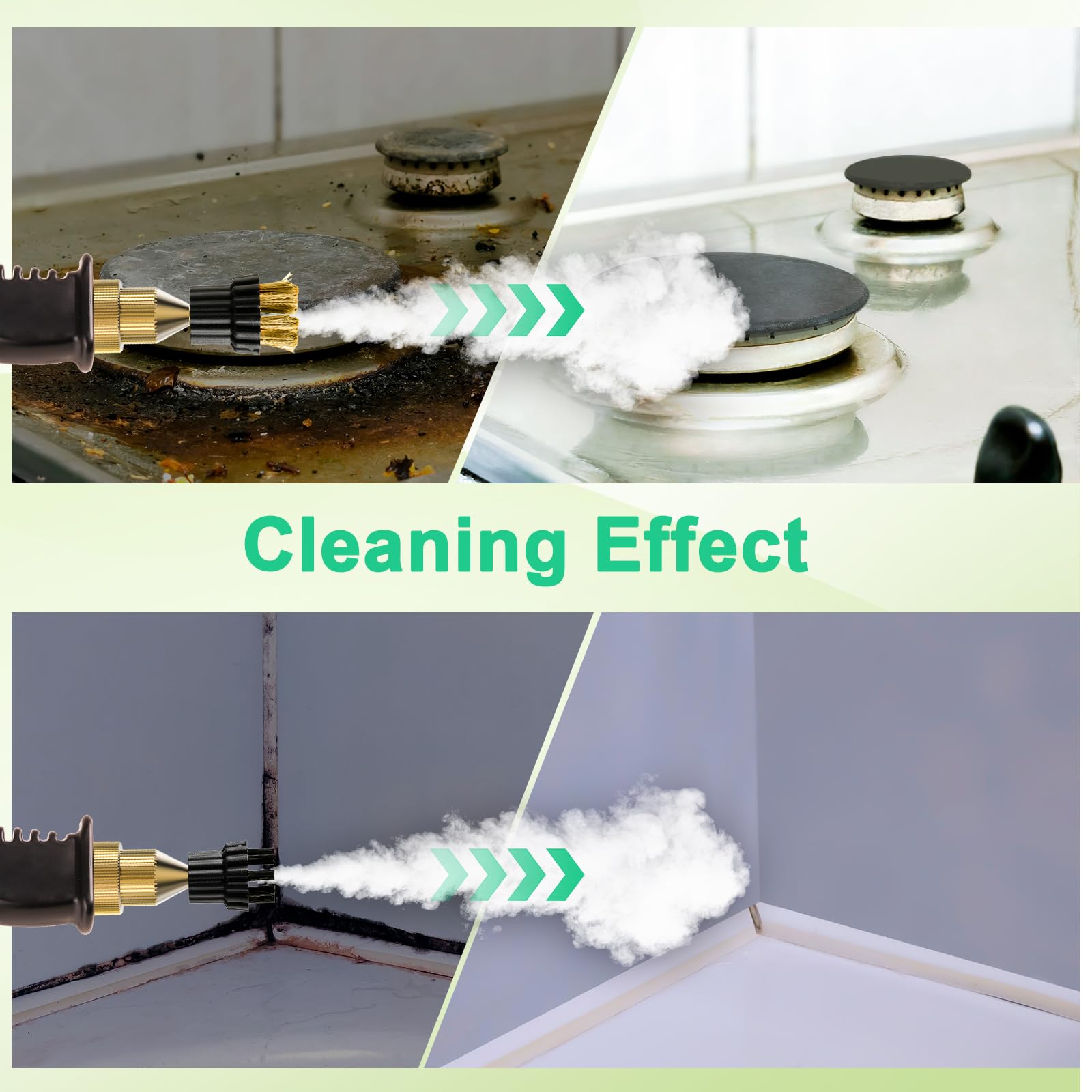 AUXCO Steam Cleaner, 1200ml High Pressure Steamer for Cleaning Handheld Steam Cleaner for Home,High-Temperature Steamer Cleaner for Car,Upholstery,Kitchen, Bathroom, Carpet,Grout and Tile(Mint)