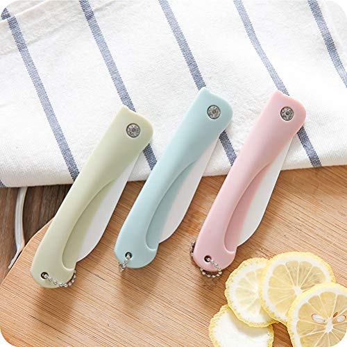Portable Foldable Fruit Paring Knife Household Kitchen Ceramic Fruit Knife (Green)