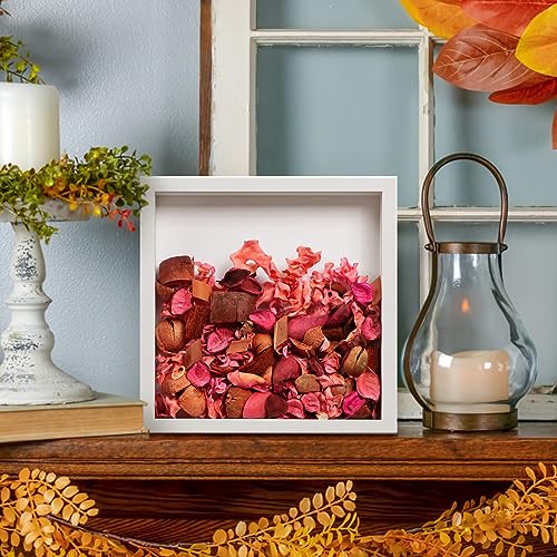Califortree 8x8 Shadow Box Frame - Memory Box Display Case for Memorabilia Flower Awards Medals Wedding Photos and Keepsake, White