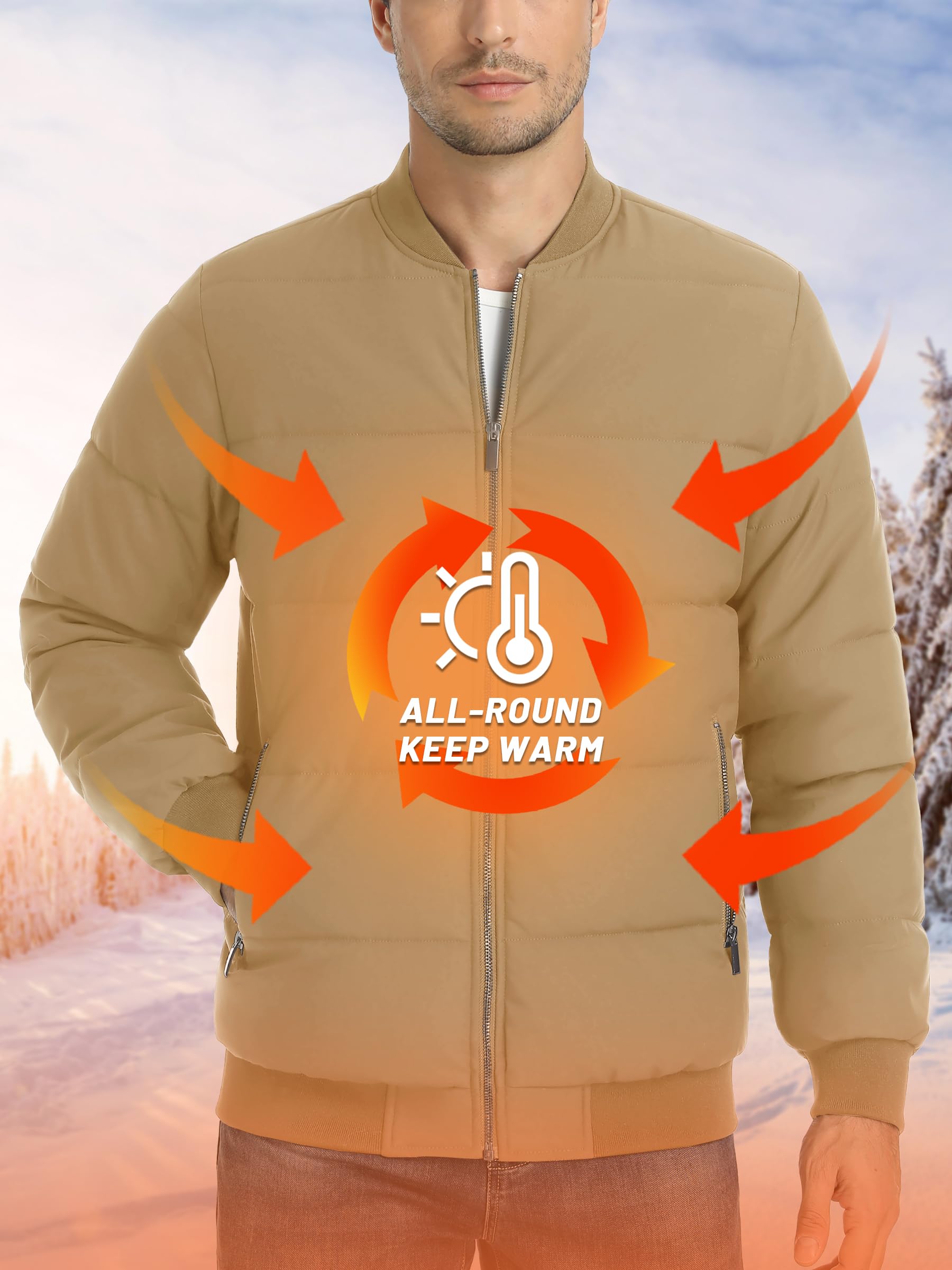 TACVASEN Mens Puffer Jacket Men Quilted Bomber for Men Lightweight Winter Full Zip Padded Jacket Windbreaker Men