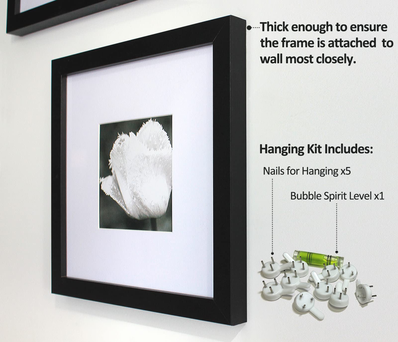 Yaetm 12x12 Picture Frames Black Set of 4, Square Frame Displays 8x8 with Mat or 12 x 12 without Mat, Gallery Wall Frames 12x12 for Wall Mounted (4 Pack, Black)