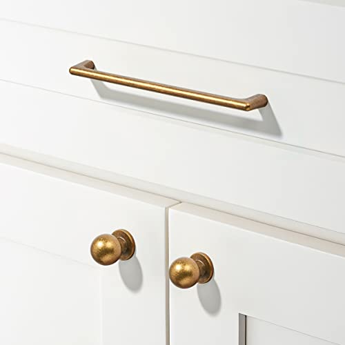 khtumeware 6 Pack 5 Inch(128mm) Hole Centers Vintage Antique Brass Kitchen Cabinet Pulls, Aged Brass Drawer Pulls Kitchen Cabinet Hardware for Cupboard Drawer Handles Dresser Retro Pulls