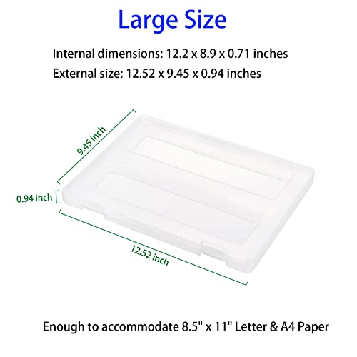 VIXKEXN 2 Pack Portable Project Case for 8.5 x 11 Letter A4 File Paper, Plastic Scrapbook Paper Storage Box, Documents Magazines Protector, Office Supplies File Storage Case ( 12.52 X 9.45 X 0.94