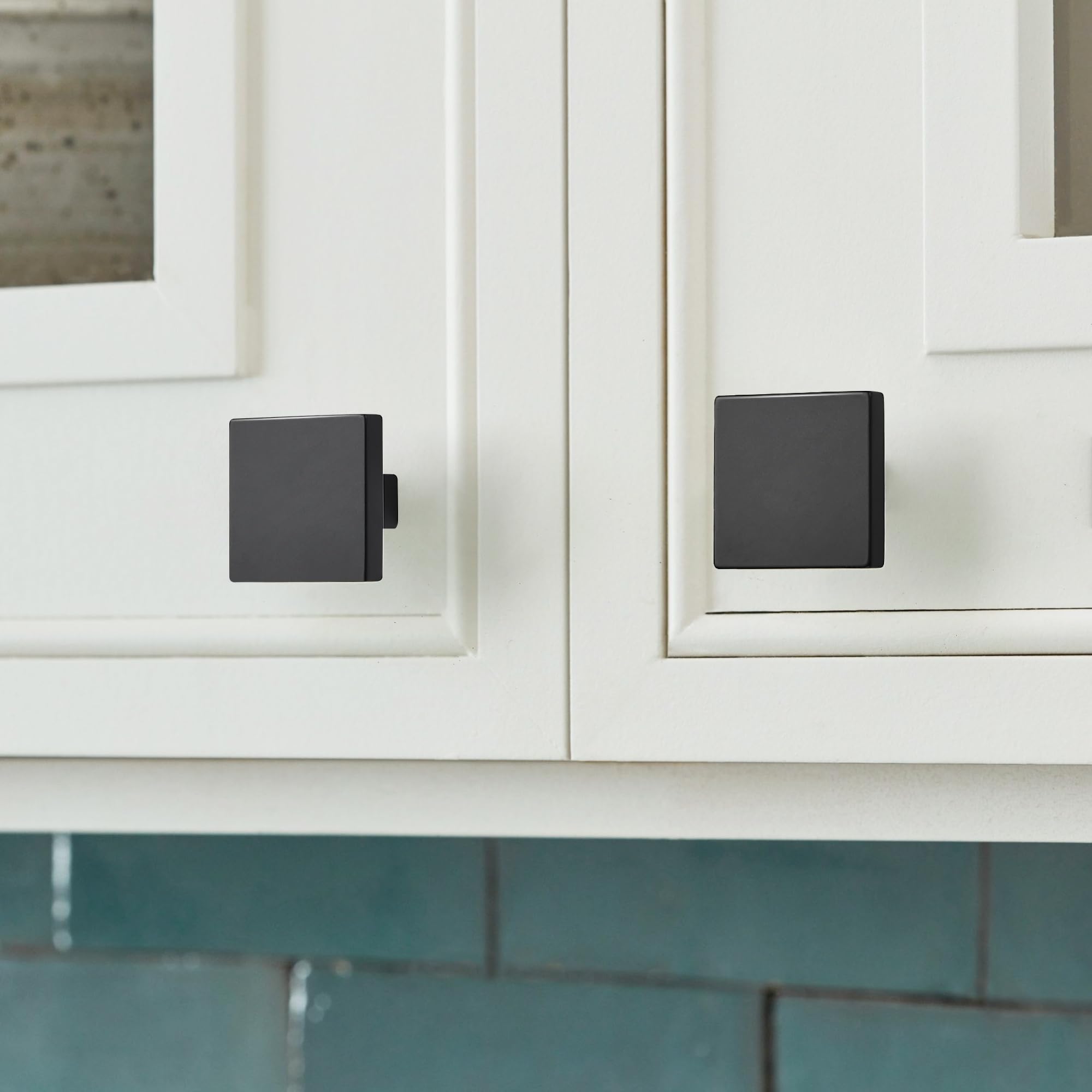 TUNNY 10 Pack Square Solid Cabinet Knobs - Matte Black Furniture Hardware Handles for Kitchen Cabinets Bedroom Dresser Wardrobe Cabinet Pulls