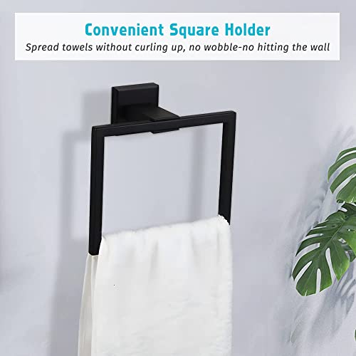 8-Piece Bathroom Hardware Accessories Set, Towel Bar Sets Include Towel Bar Towel Holder Toilet Paper Holder Towel Hook,16 inch Bath Accessories Kit,Matte Black,2 Pack