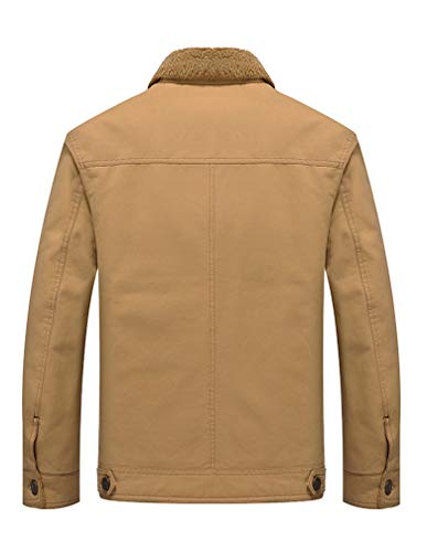 Litteking Men's Winter Fleece Coat Casual Military Bomber Jacket Stand Collar Cotton Cargo Outwear Black XL