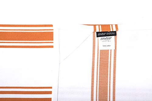 AMOUR INFINI Cotton Kitchen Towels - Set of 4 Highly Absorbent, Ultra Soft Tea Towel with Hanging Loop, 20x28 Inch Quick Drying Dish Cloths for Cleaning Dishes (Orange)