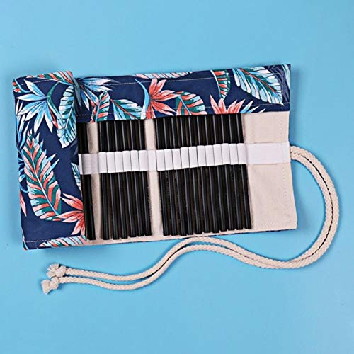 36 Slots Canvas Pencil Roll Case Large Capacity Pencil Holder Colored Pencils Wrap Brush Pouch Bag for Student Art Supplies(#3)