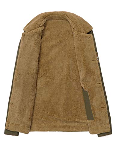 Litteking Men's Winter Fleece Coat Casual Military Bomber Jacket Stand Collar Cotton Cargo Outwear Black XL