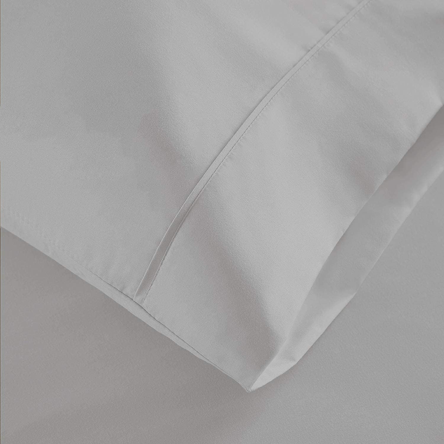 Cotton Bed Sheets 5 Piece Split Set 400 Thread Count 100% Extra Long Staple Luxurious & Hypoallergenic Bedding Hotel & Home Collection Deep Pocket 10-18 inches (Split King, Light Grey Solid)