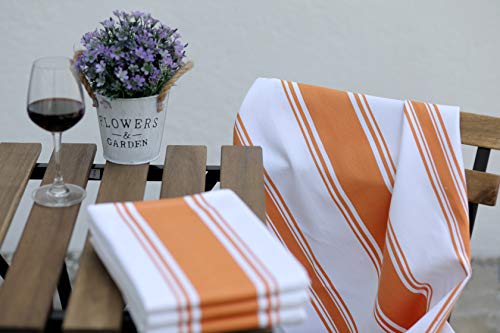 AMOUR INFINI Cotton Kitchen Towels - Set of 4 Highly Absorbent, Ultra Soft Tea Towel with Hanging Loop, 20x28 Inch Quick Drying Dish Cloths for Cleaning Dishes (Orange)