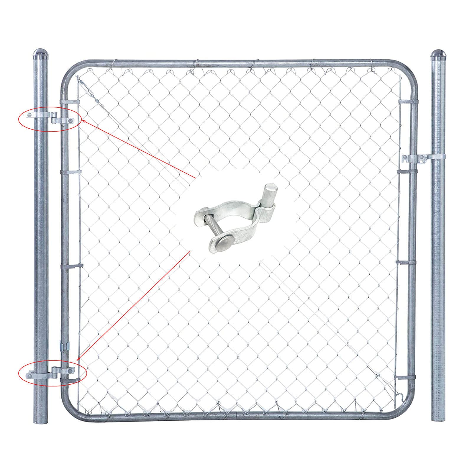 2 Pack Chain Link Fence Gate Post Hinge - Use for Outside Diameter Post/Pipe - Galvanized Chain Link Post Gate Hinge - Nut/Bolt Included (2-3/8 Inch)