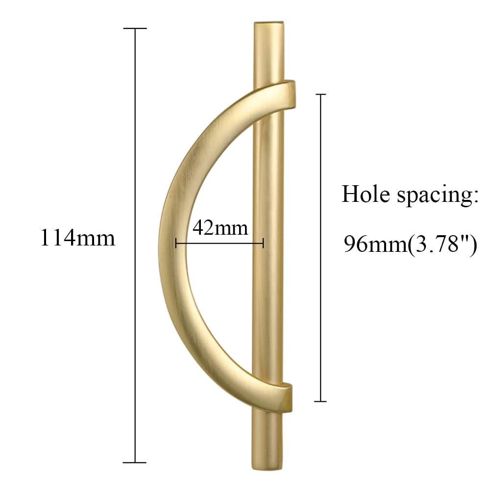 DAPANIY Brushed Gold Cabinet Pulls Drawer Pulls, Half Moon Shape Pulls Gold Drawer Dresser Kitchen Handles Antique Cupboard Door Handles, 4Packs 3.75inch