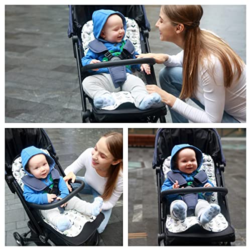 Baby Carriage Cushion, Universal Breathable Stroller Mat, Stroller Cushion for Strollers 100% Cotton, 34x78cm,1 Pack (Pink+Grey Cross)